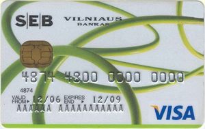 Bank Card: Visa Classic (SEB Bank, LithuaniaCol:LT-VI-0006