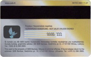 Bank Card: Visa Electron "StatOil" (SEB Vilniaus, Lithuania) Col:LT-VE-0013