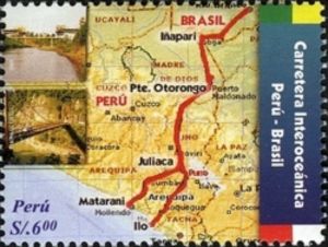 Stamp: Map (Peru) (Interoceanic Highway Peru-Brasil) Mi:PE 2079,Sn:PE ...