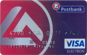 Bank Card: Postbank Visa Electron Red - 0609 (Postbank, BulgariaCol:BG ...