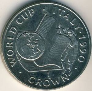 Moneda: 1 Crown (14th World Championship Football 1990 Italy - flag ...