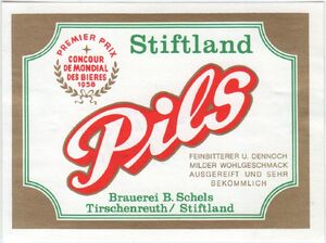 Drink Label: Stiftland Pils (Brauerei B. Schels, Germany, Federal ...