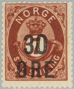 Stamp: Posthorn- Surcharge (Norway(Posthorn - surcharged) Mi:NO 65,Sn ...