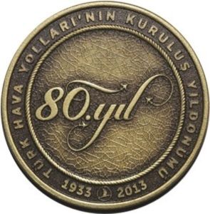 Moneda: 20 Lira (80th Anniversary of Turkish Airlines) (Türkiye ...