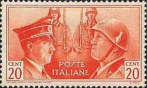 Stamp: Portraits of Mussolini (1863-1945) and Hitler (1889-1945) (Italy ...