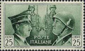 Stamp: Portraits of Mussolini (1863-1945) and Hitler (1889-1945) (Italy ...
