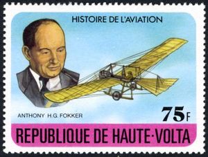 Stamp: Anthony H.G. Fokker (Upper Volta(History of Aviation) Mi:BF 707 ...