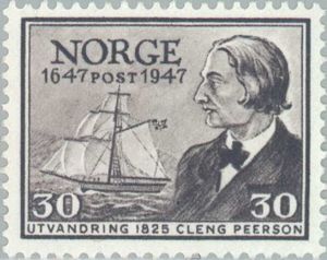 Stamp: Cleng Peerson (1783-1865) pioneer (Norway(Postal service) Mi:NO ...