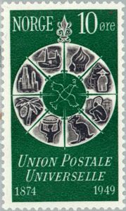 Sello: Universal Postal Union (Noruega(75 Aniversario de la Unión ...