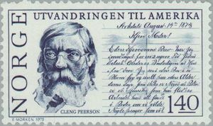 Stamp: Cleng Peerson (1782-1865) & letter to America (1874) (Norway ...