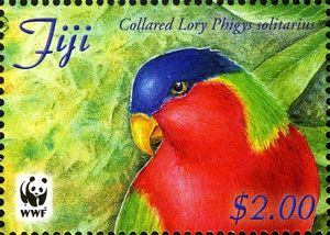 Stamp: Collared Lory (Phigys solitarius) (Fiji(WWF - Fiji Collared Lory ...