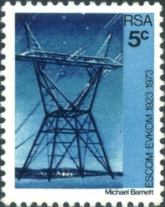 Stamp: Electricity Pylon (South Africa(50th Anniversary of ESCOM ...