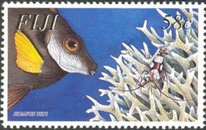 Stamp: Uspi Rabbitfish (Siganus uspi) (Fiji(Uspi Rabbitfish (Siganus ...