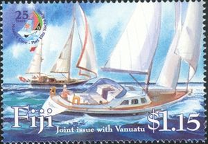 Stamp: Sport Transportation (Ships & Navigation) (Sailing ships) (Fiji ...