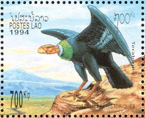 Stamp: Teratornis mirabilis (Laos(Prehistoric birds) Mi:LA 1395,Sn:LA 1160