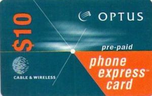Phonecard: Optus Express Card-orange w. Cable & Wireless (Optus ...