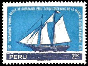 Stamp: "Sacramento", peruvian´s first Warship (Peru(Peruvian Navy ...
