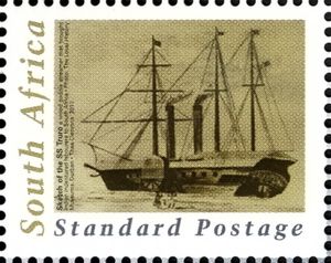 Stamp: Sketch of the SS Truro (South Africa(Arrival of Indian Workers ...