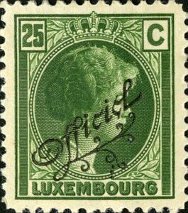 Sello: Grand Duchess Charlotte facing Right (25c yellow green ...
