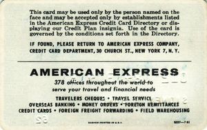 Bank Card: American Express FIRST EDITION-1 (American Express, United ...