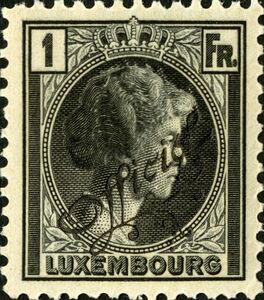 Sello: Grand Duchess Charlotte facing Right (1 Fr. black) (Luxemburgo ...
