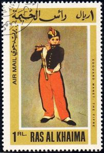 Stamp: The Piper, by Edouard Manet (1866) (Ras al Khaimah(European ...
