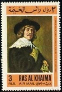 Stamp: Portrait of a Young Man Holding a Glove, by Frans Hals (Ras al ...