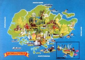 Tarjeta Postal: Map of Singapore (Singapur(- Maps) Col:SG-000001