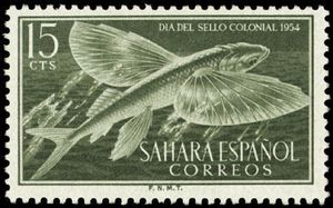 Sello: Mirrorwing Flyingfish (Hirundichthys speciliger) (Sahara español ...