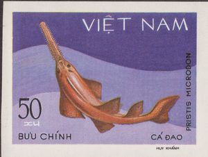 Stamp: Largetooth Sawfish (Pristis microdon) (Vietnam(Sharks and ...