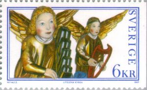 Stamp: Angels Playing Pipes, Harp (Sweden(Christmas 1997) Mi:SE 2028,Sn ...