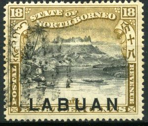 Stamp: Mount Kinabalu (Labuan(North Borneo Type of 1897 Overprinted ...