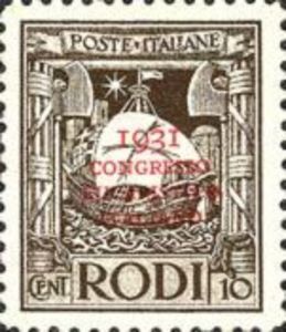 Stamp: Rodi Overprint (Aegean Islands(Italian Eucharistic Congress) Mi ...