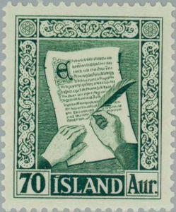 Stamp: Hand Writing on Manuscript (Iceland(Manuscripts) Mi:IS 288,Sn:IS ...