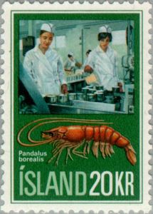 Stamp: Northern Prawn (Pandalus borealis) (Iceland(Fish industry) Mi:IS ...