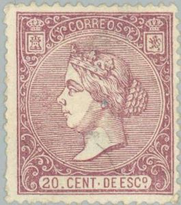 Stamp: Queen Isabel II (Spain(Queen Isabel II) Mi:ES 78,Sn:ES 86,Yt:ES ...