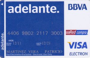 Bank Card: Adelante (BBVA, Chile) Col:CL-VI-0003