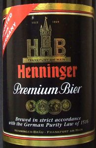 Drink Label: Henninger Premium Bier (Henninger Bräu, Germany, Federal ...