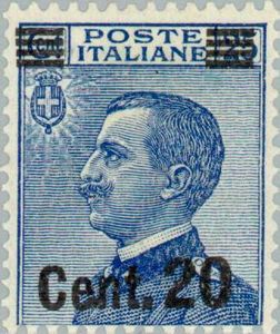 Stamp: King Vittorio Emanuele III (1869-1947) facing left, ovpt. (Italy ...