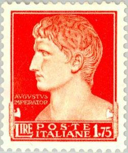 Stamp: Emperor Augustus (63 B.C. - 14 A.D.) (Italy(Imperial Series) Mi ...