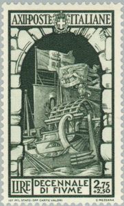 Stamp: Roman ship, galley Venetian and Italian cruiser (Italy(10th ...