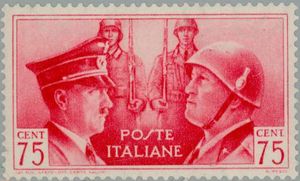 Stamp: Portraits of Mussolini (1863-1945) and Hitler (1889-1945) (Italy ...