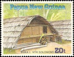Stamp: Village house, Buka Island, North Solomons (Papua New Guinea ...