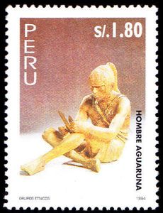 Stamp: Aguaruna man (Peru(Ethnic Groups) Mi:PE 1539A,Sn:PE 1104,Yt:PE ...