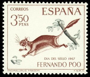 Stamp: Lord Derby's Scaly-tailed Squirrel (Anomalurus fraseri ...