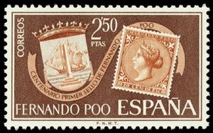Stamp: Centenary of the first stamp of Fernando Poo (Fernando Poo ...