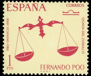 Stamp: Pro children-Libra (Fernando Poo(Pro-Children 1968) Mi:ES-FP 261 ...