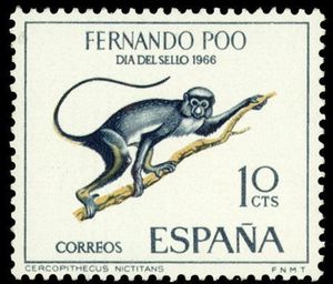 Stamp: Greater Putty-nosed Monkey (Cercopithecus nictitans) (Fernando ...