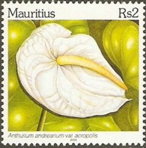 Stamp: Anthurium andreanum var acropolis (Mauritius(Anthurium Andreanum ...