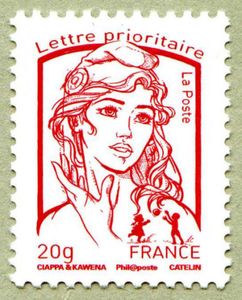 Stamp: Marianne and youth - Lettre prioritaire (France(Marianne (Ciappa ...